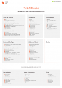 Packliste Camping: Campingausrüstung Liste zum Download